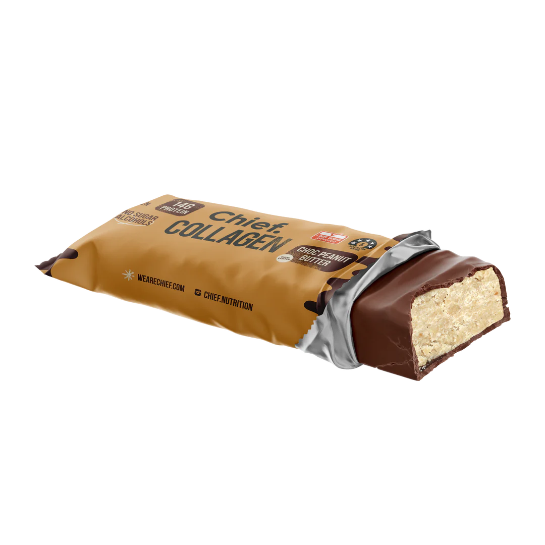 Chief. Collagen Bar Single Bar 45g Or A Box Of 12, Choc Peanut Butter ...