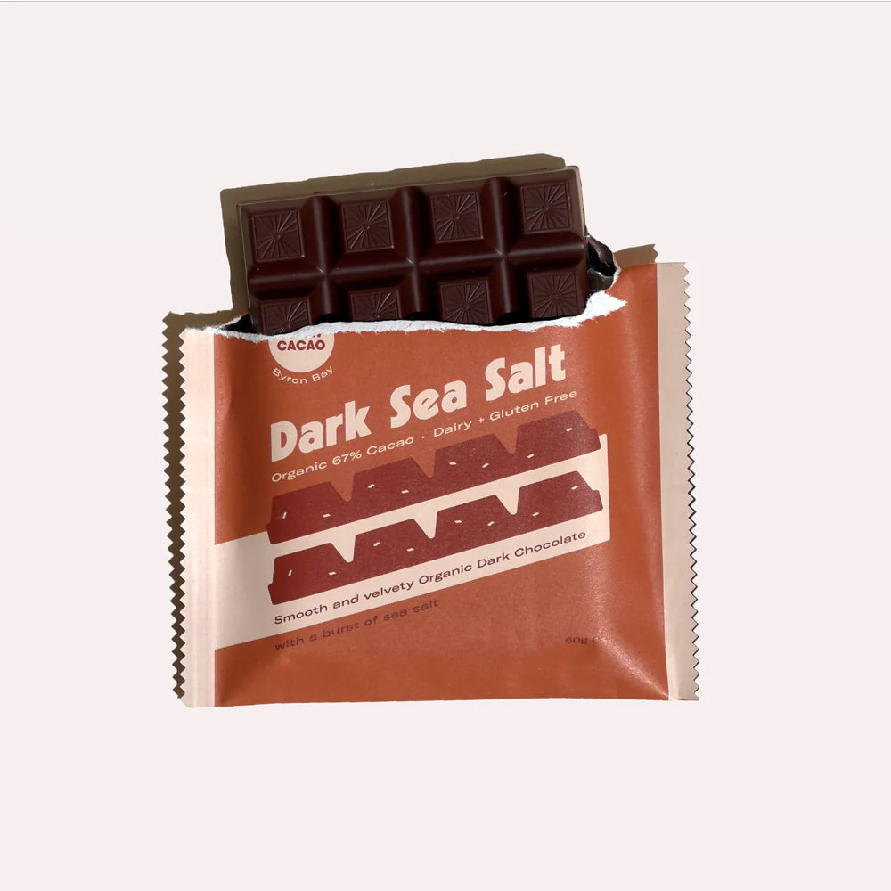 Chow Cacao Dark Sea Salt Chocolate Block 60g, With 67% Dark Chocolate ...