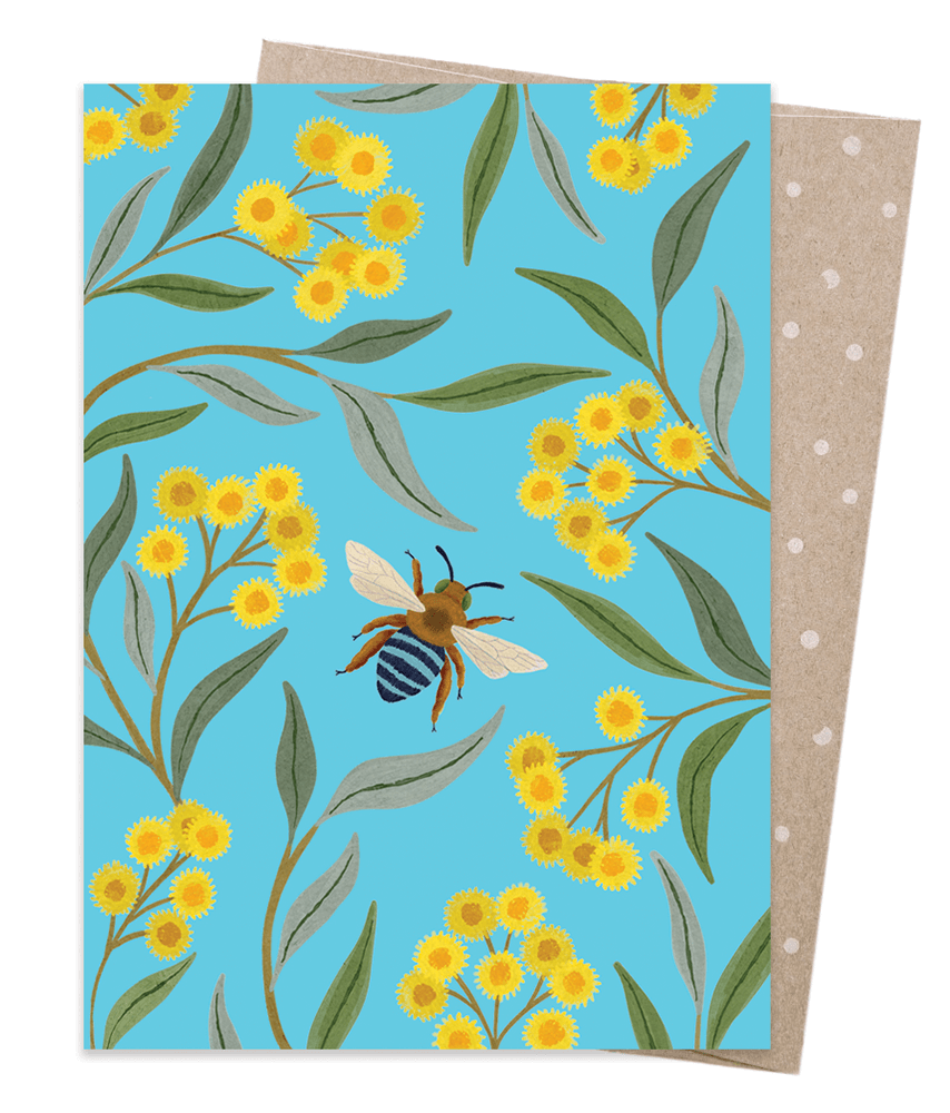 Earth Greetings Wattle & Bee Card, Negin Maddock Collection (Includes ...