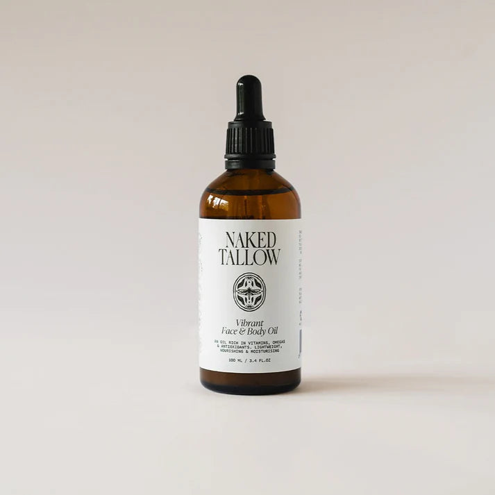 Naked Tallow Vibrant Face & Body Oil 100mL, A Non Greasy Oil For All S ...