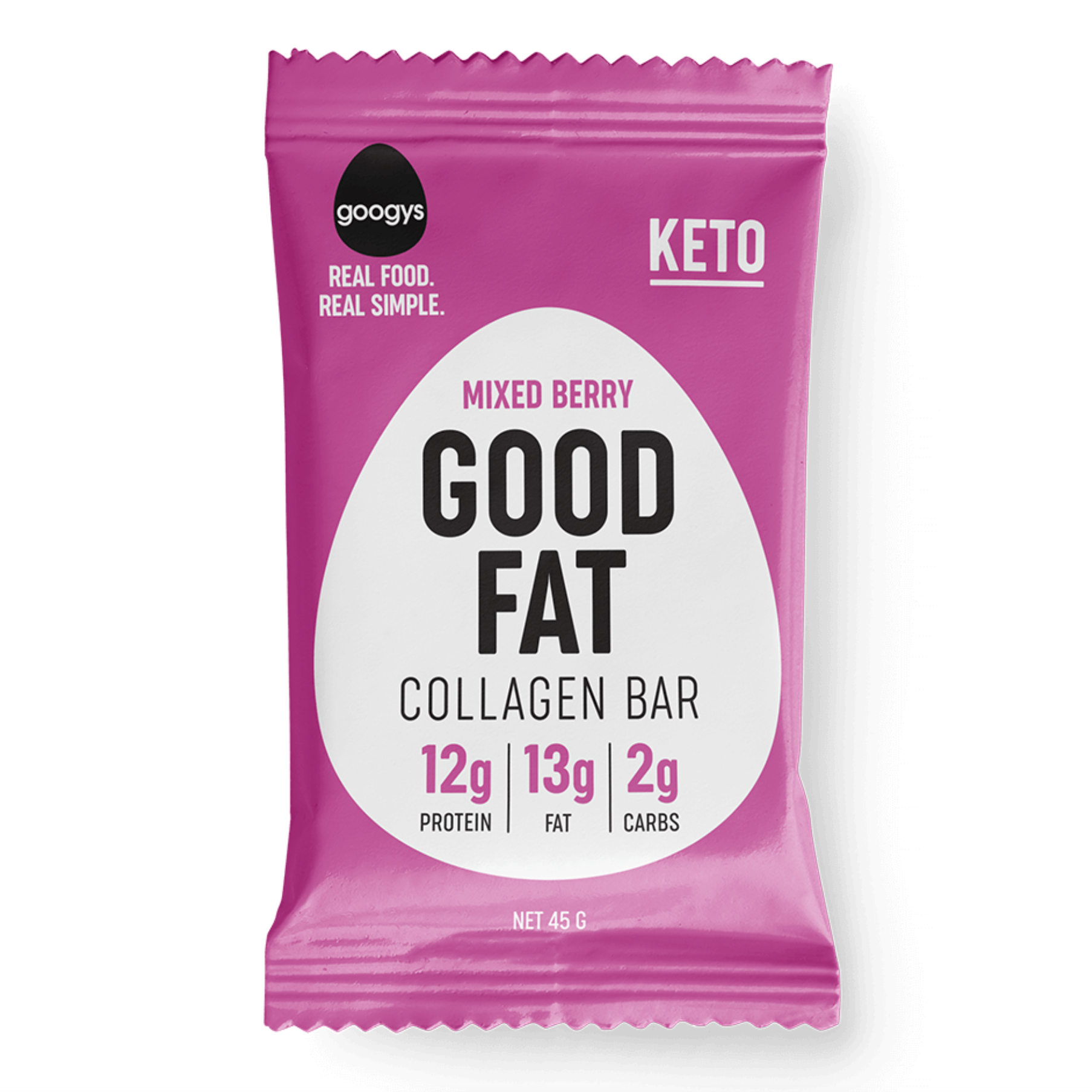 Googy's Good Fat Collagen Bar 45g, Mixed Berry – Health Nuts Australia