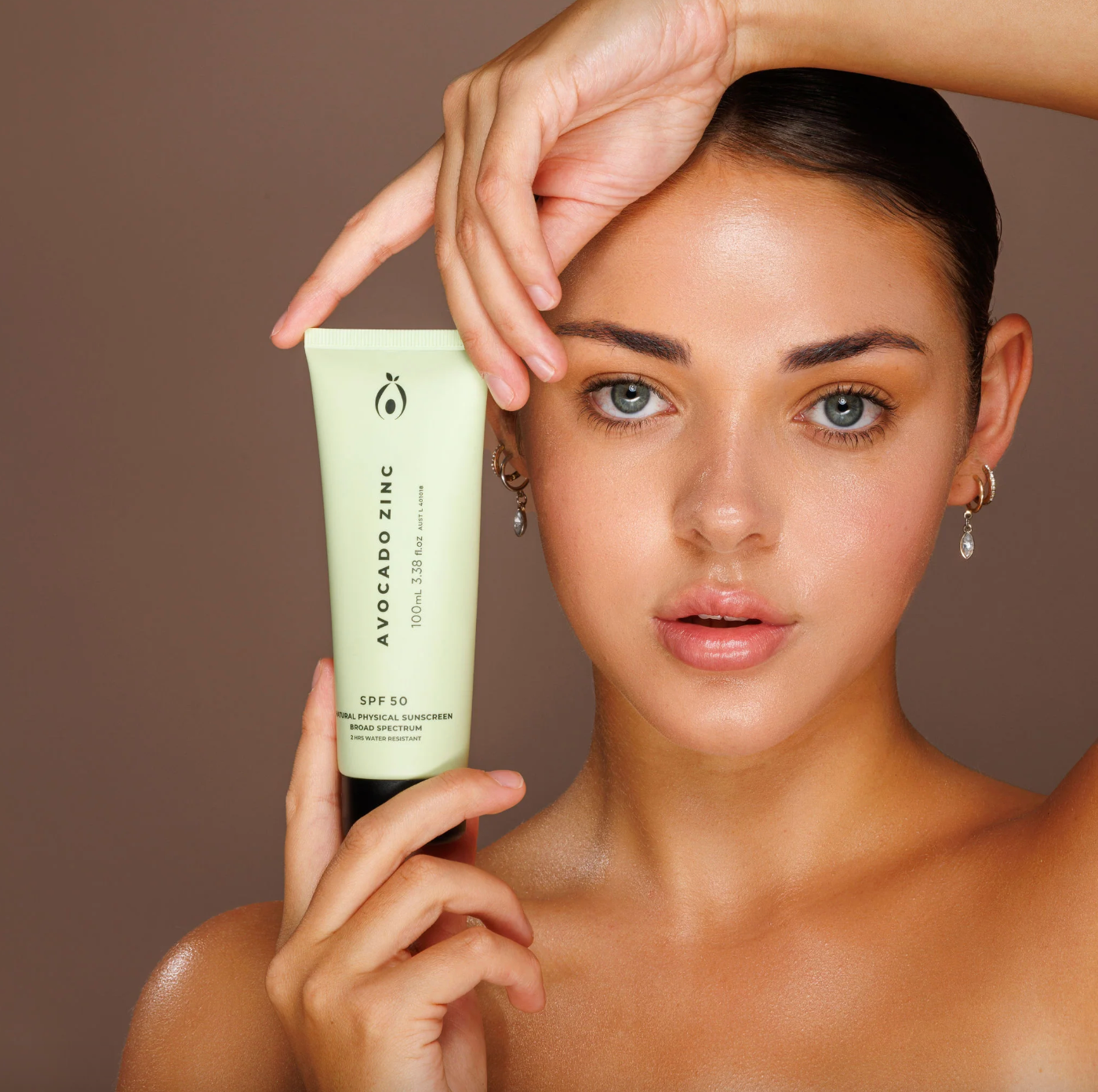 Avocado Zinc SPF 50 Natural Physical Sunscreen 100mL, 2 Hours Water Re ...