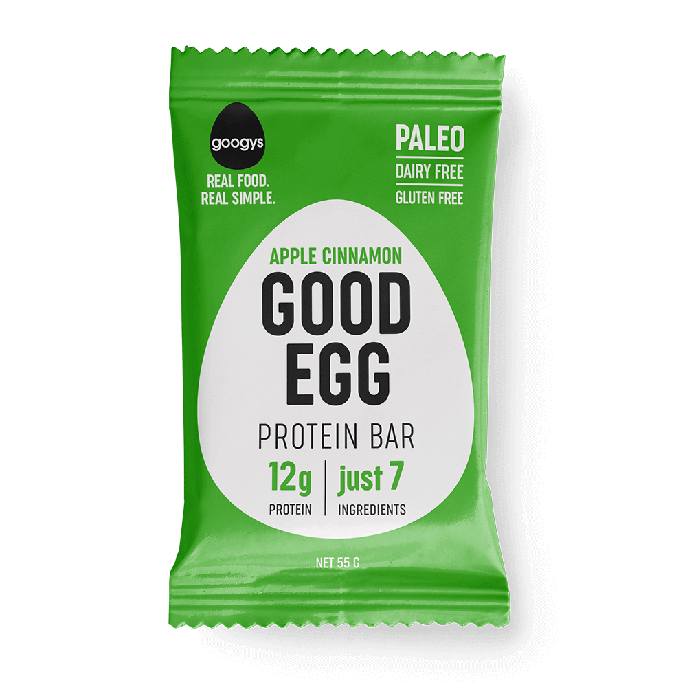 Googy's Good Egg Protein Bar 55g, Apple Cinnamon Flavour – Health Nuts ...
