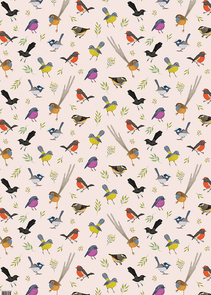 Earth Greetings Little Birdies Folded Wrapping Paper, Negin Maddock Co ...
