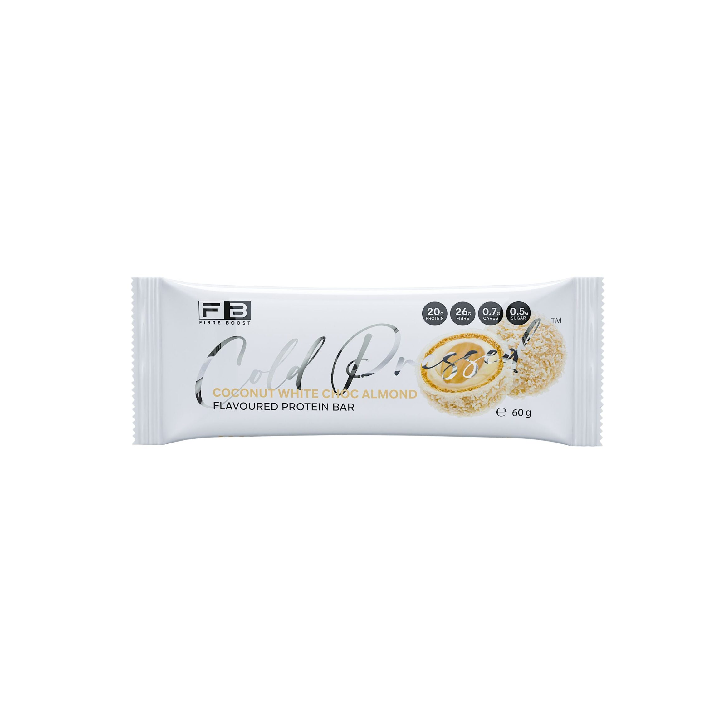 Fibre Boost Cold Pressed Protein Bar Single or Box of 12, Coconut Whit ...