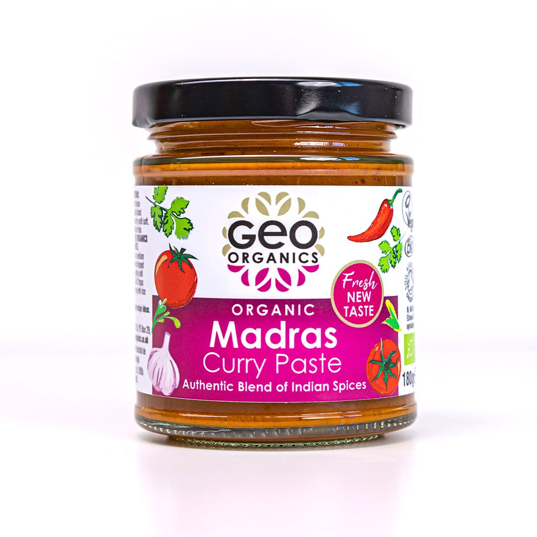 Geo Organics Organic Indian Madras Curry Paste 180g, Mild Spice Level ...