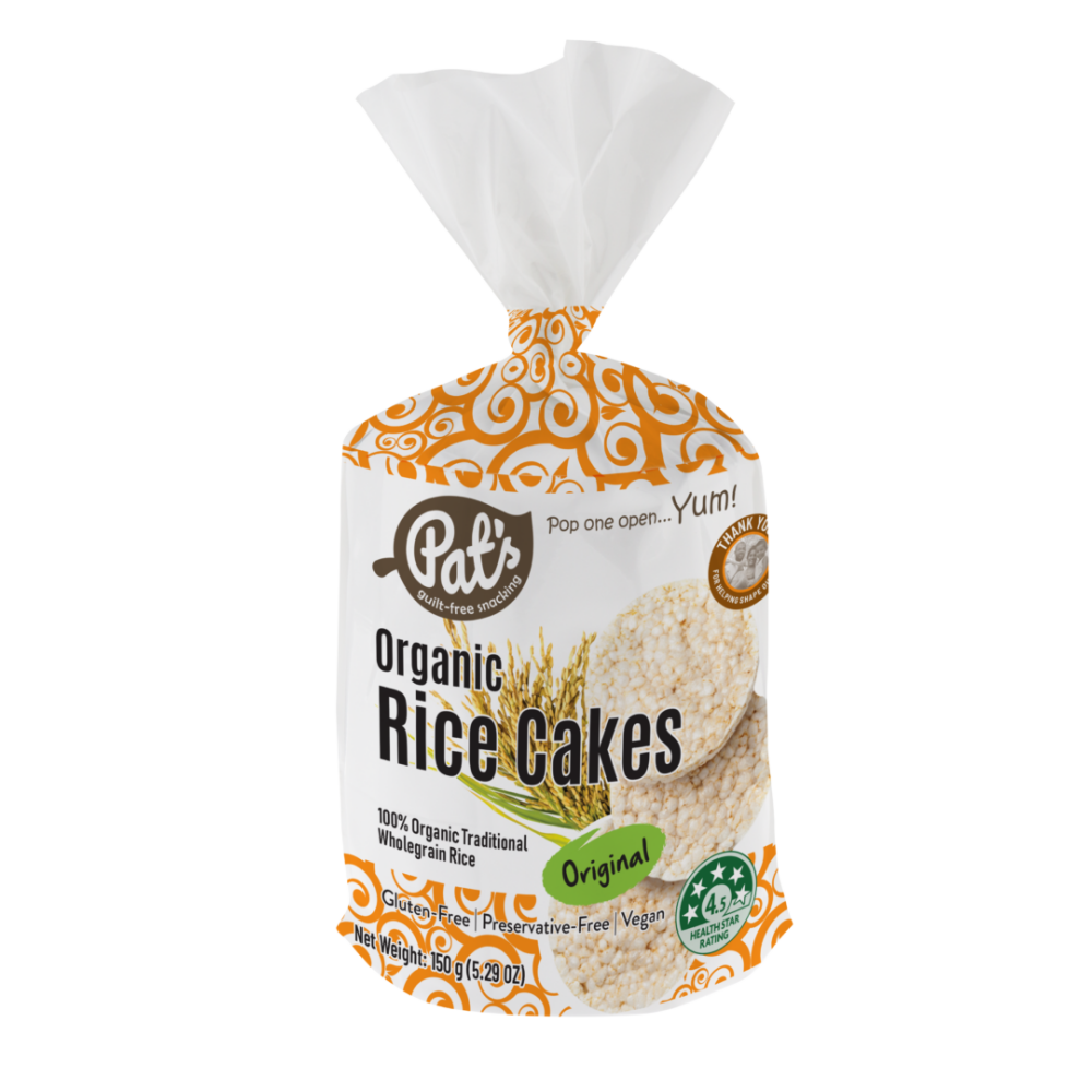 Pat's Organic Rice Cakes 150g, Original Flavour With Wholegrain Rice ...