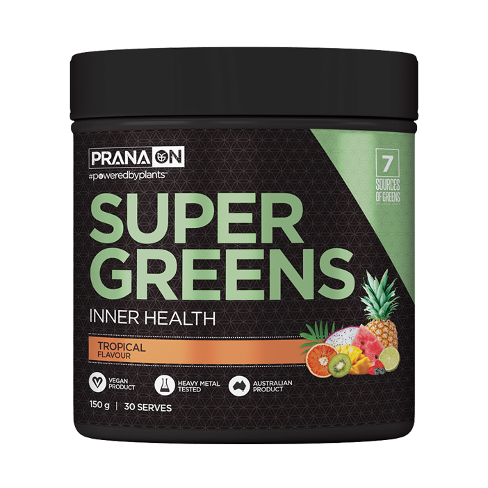 Prana On Super Greens 150g, Tropical – Health Nuts Australia