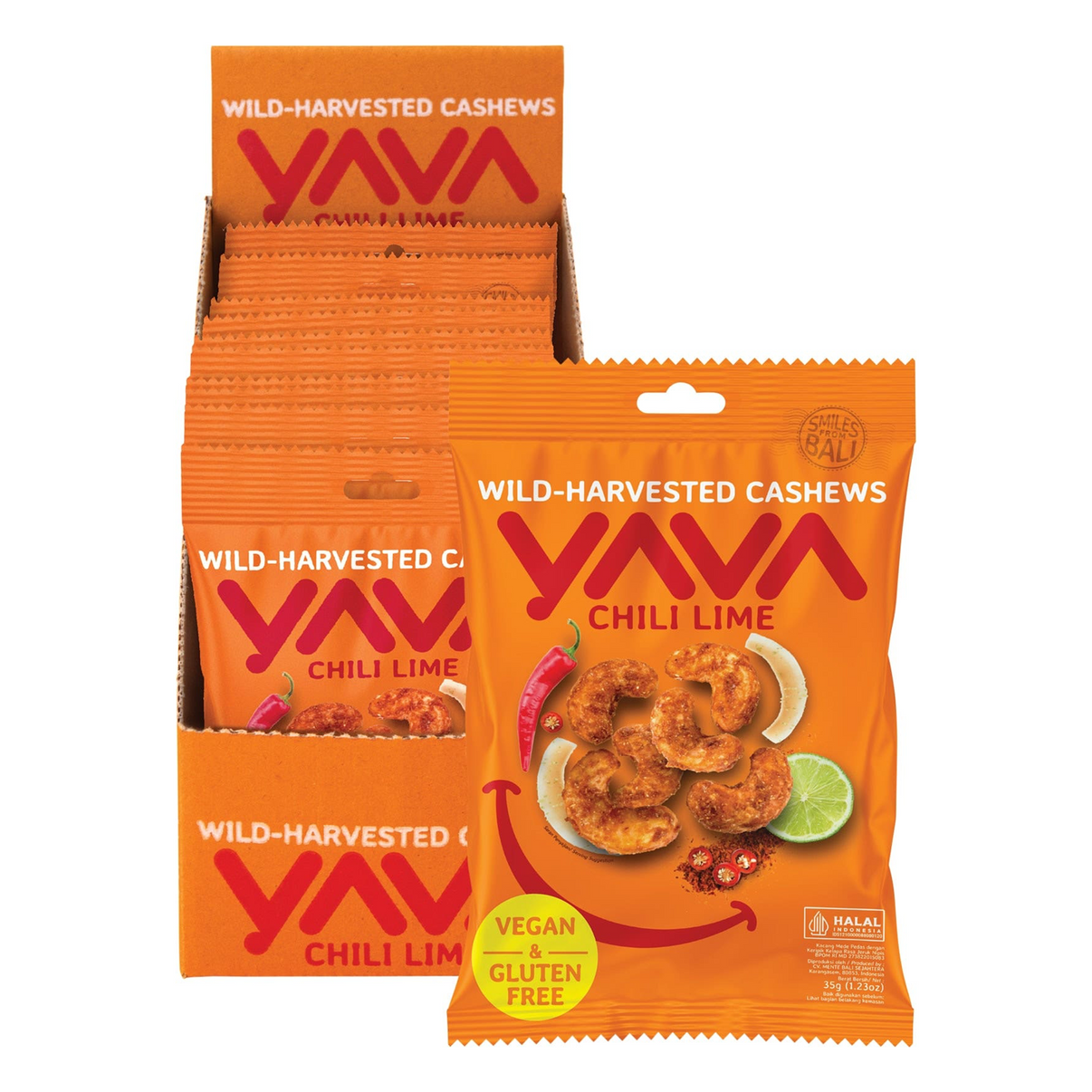 Yava Wild Harvested Chili Lime Flavoured Cashews 35g single Or 10 X 35 ...
