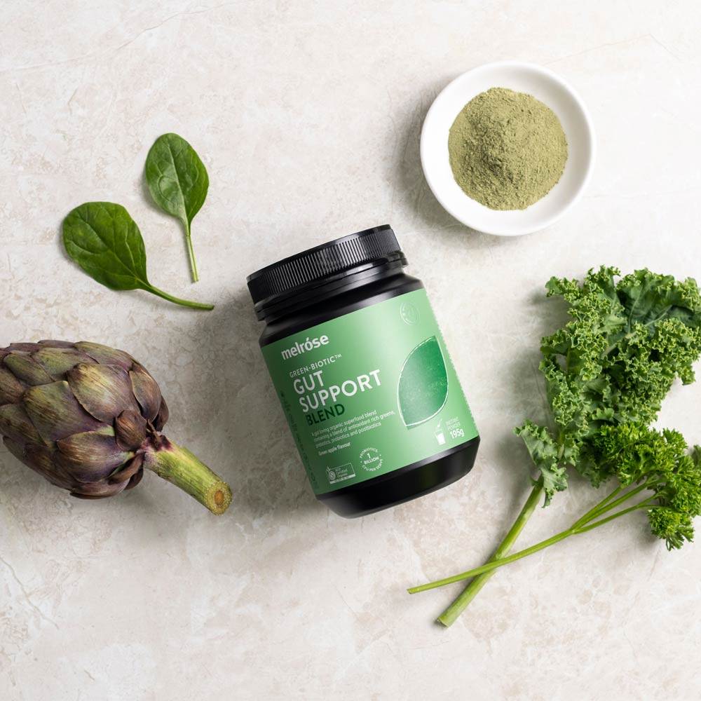 Melrose Organic Green-Biotic Gut Support Blend 195g, Green Apple Flavo ...