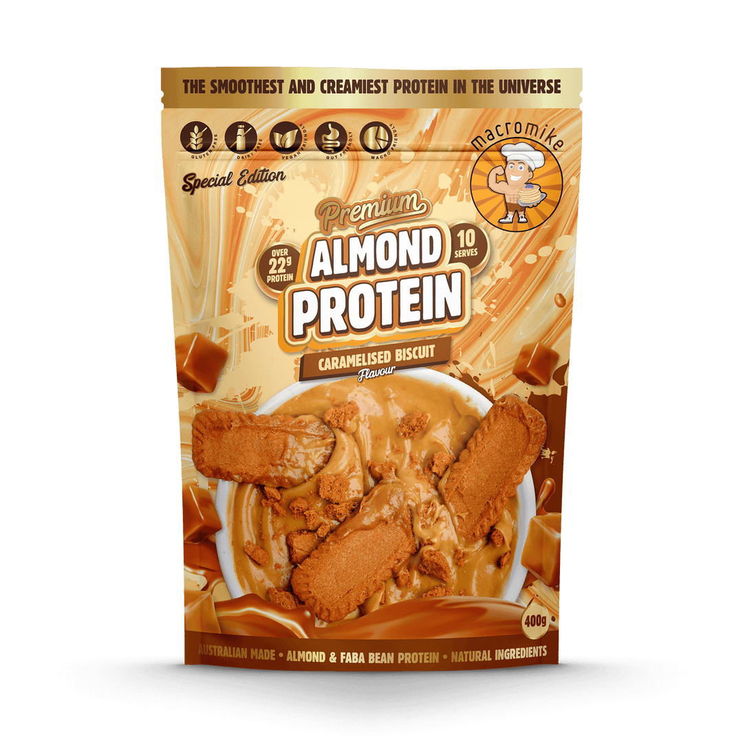 Macro Mike Premium Almond Protein 400g, Caramelised Biscuit Flavour ...
