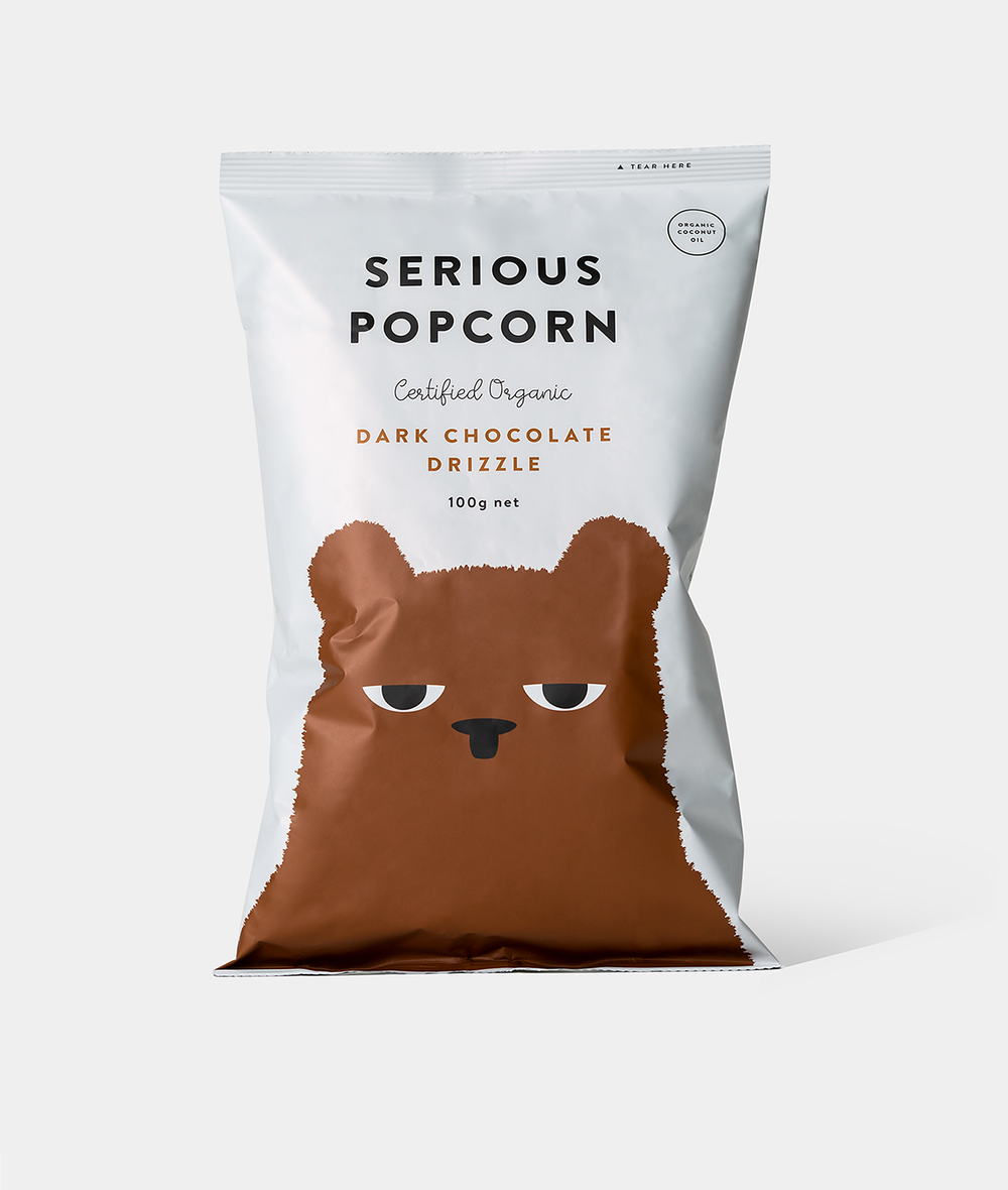 Serious Food Co. Certified Organic Popcorn 70g, Dark Chocolate Drizzle ...